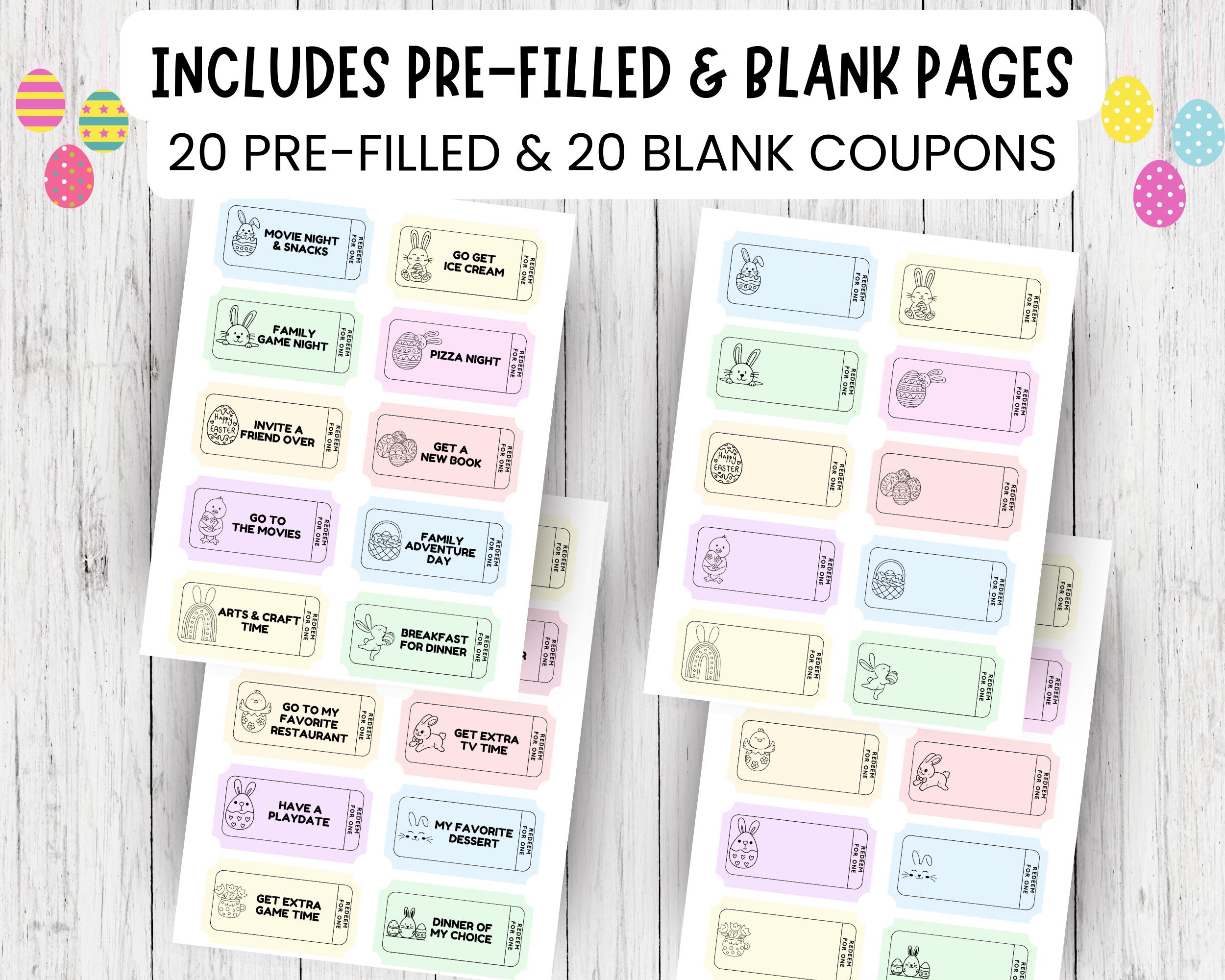 Easter Egg Coupons Printable | Easter Egg Tokens | Easter Egg Stuffers ...