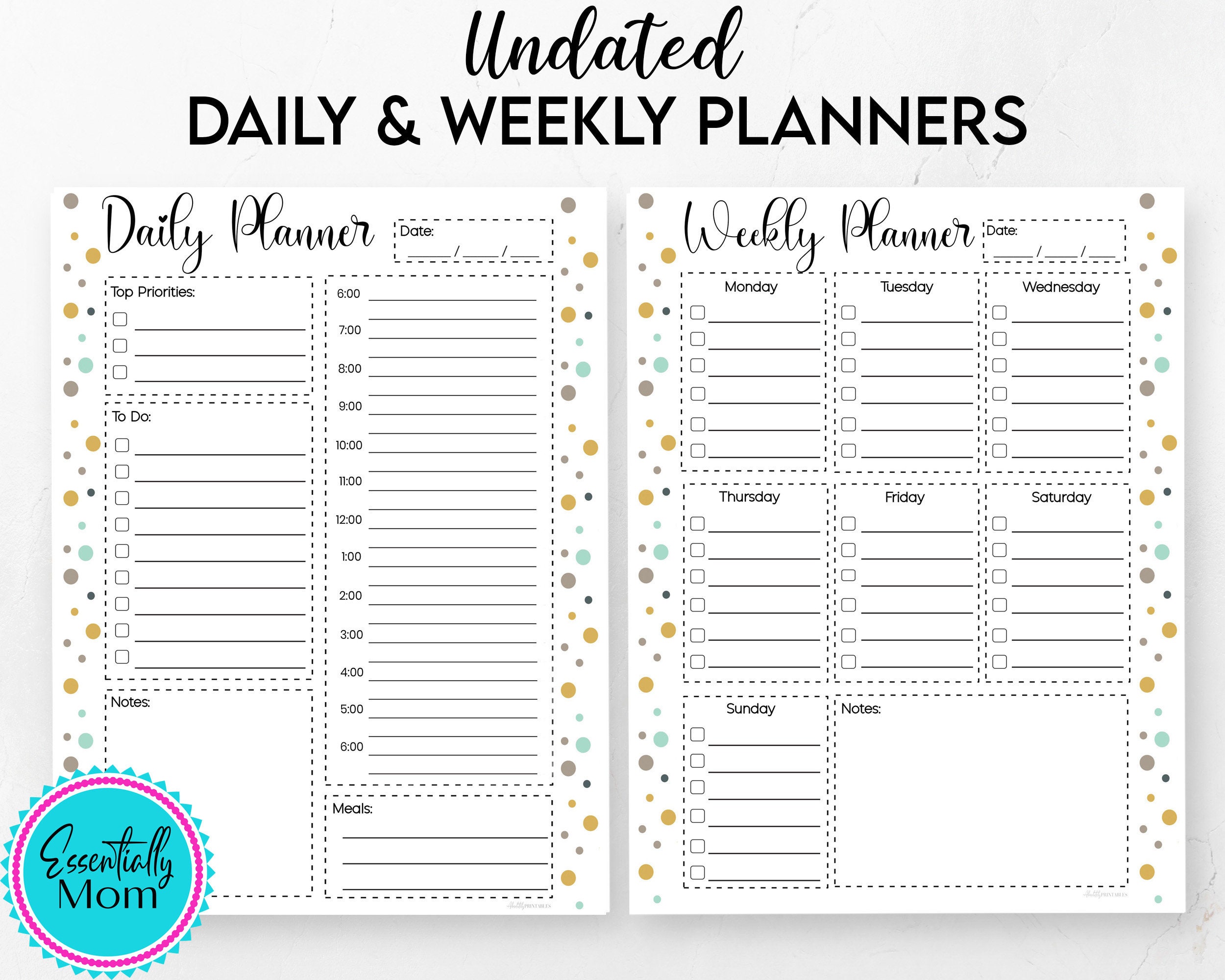 Polka Dot Planner BUNDLE Printable PDF Daily Planner - Etsy