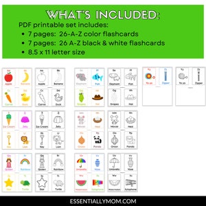 Pre-k Alphabet Printable Flashcards, Alphabet Cards With Pictures, Abc ...