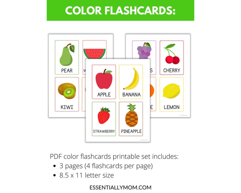 Fruit Flashcards Printable, Preschool Learning (PDF) - Etsy