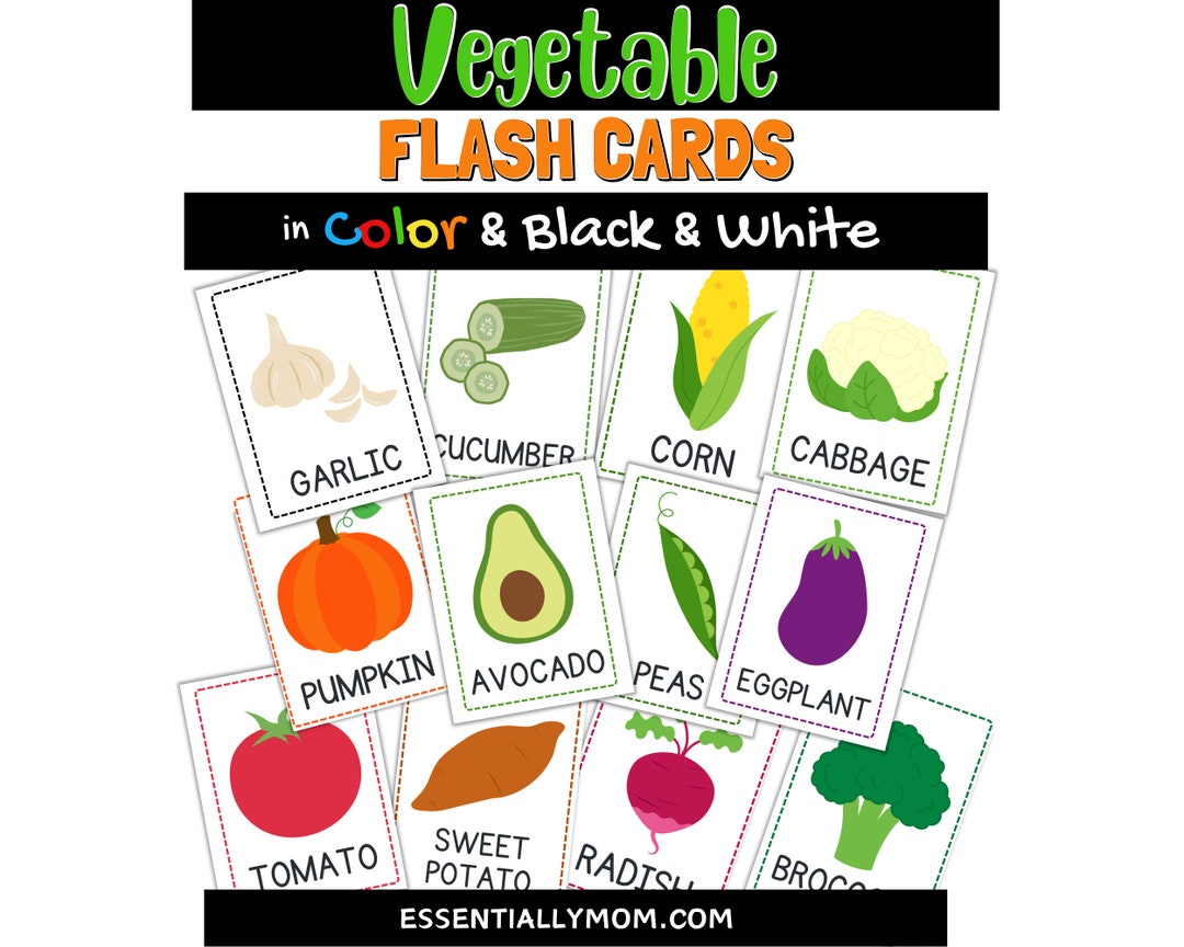 Vegetables Flashcards Printable PDF, Flashcards Vegetables PDF ...