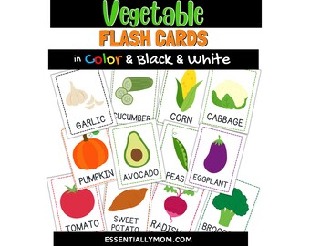 Vegetable Flashcards Printable, Preschool Learning (PDF) - Etsy