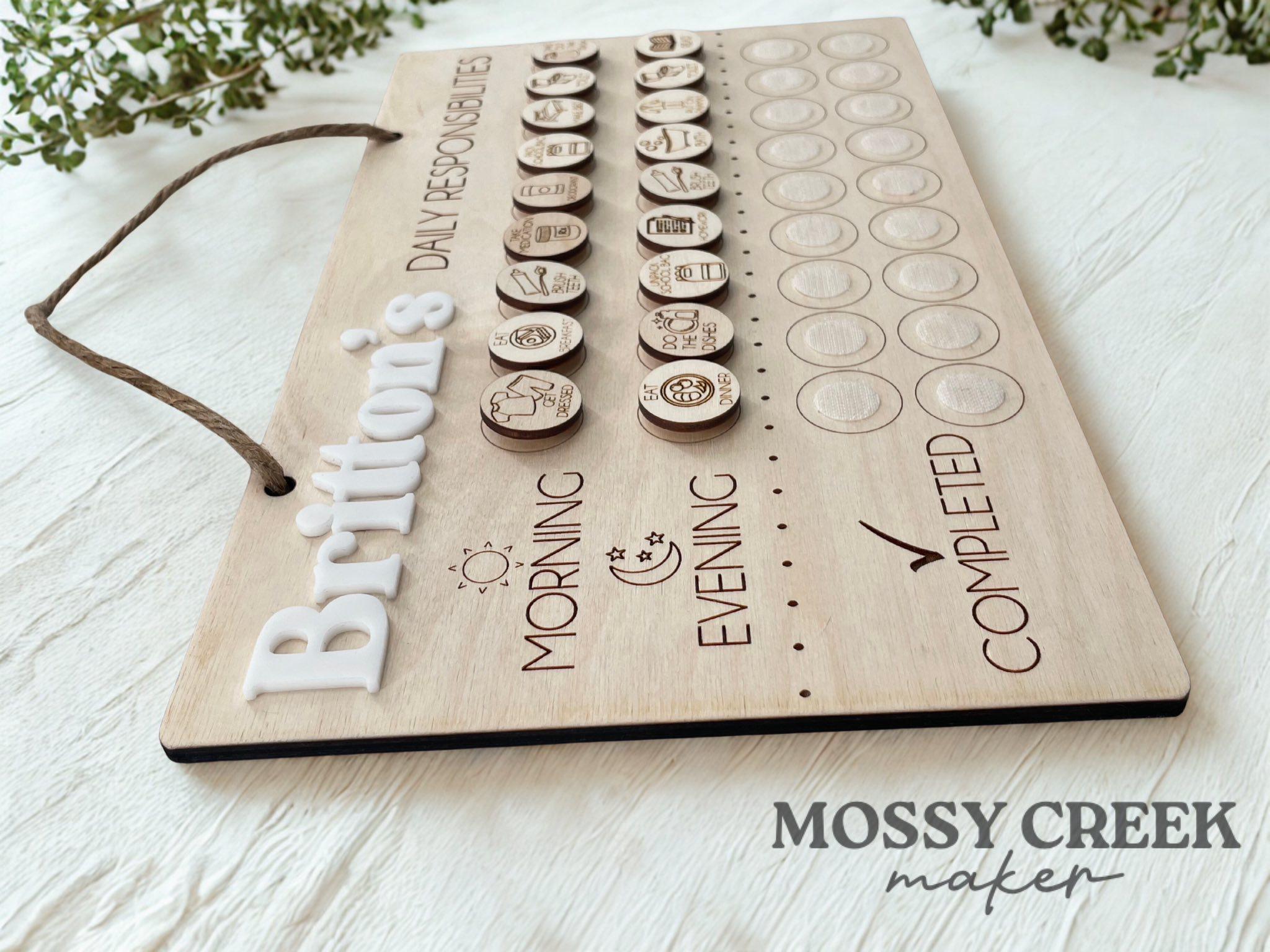 Personalized Wooden Chore Chart: Kids Responsibility Board With Task ...