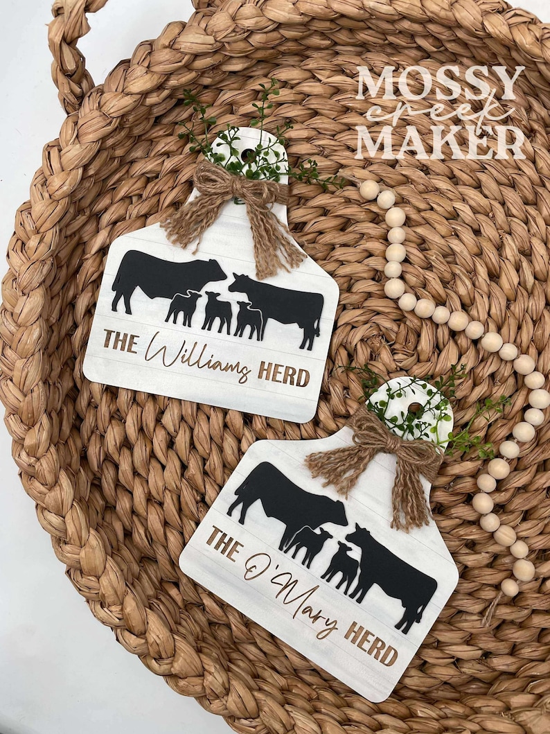 Personalized Family Cow Tag Sign: Rustic Farmhouse Decor - Etsy