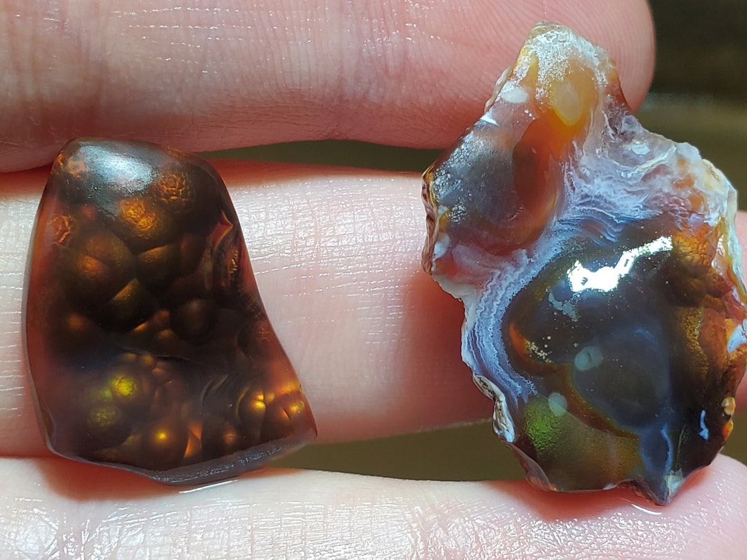 48.75 Carats 2 Windowed Arizona Slaughter Mountain Fire Agates - Etsy