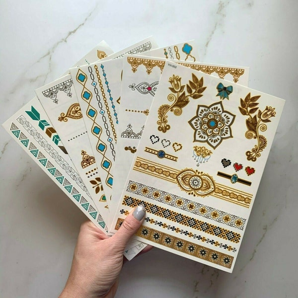 Gold Temporary Tattoo - Etsy