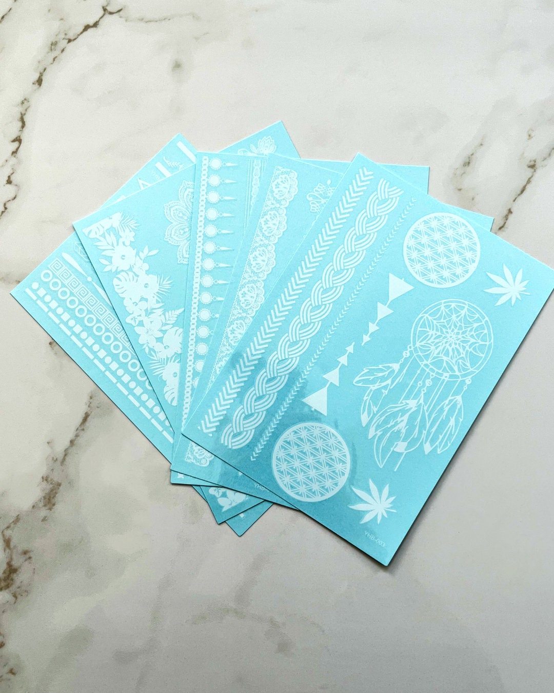 Solid White Temporary Tattoos (5 Sheets) - Summer Festival Boho Chic ...
