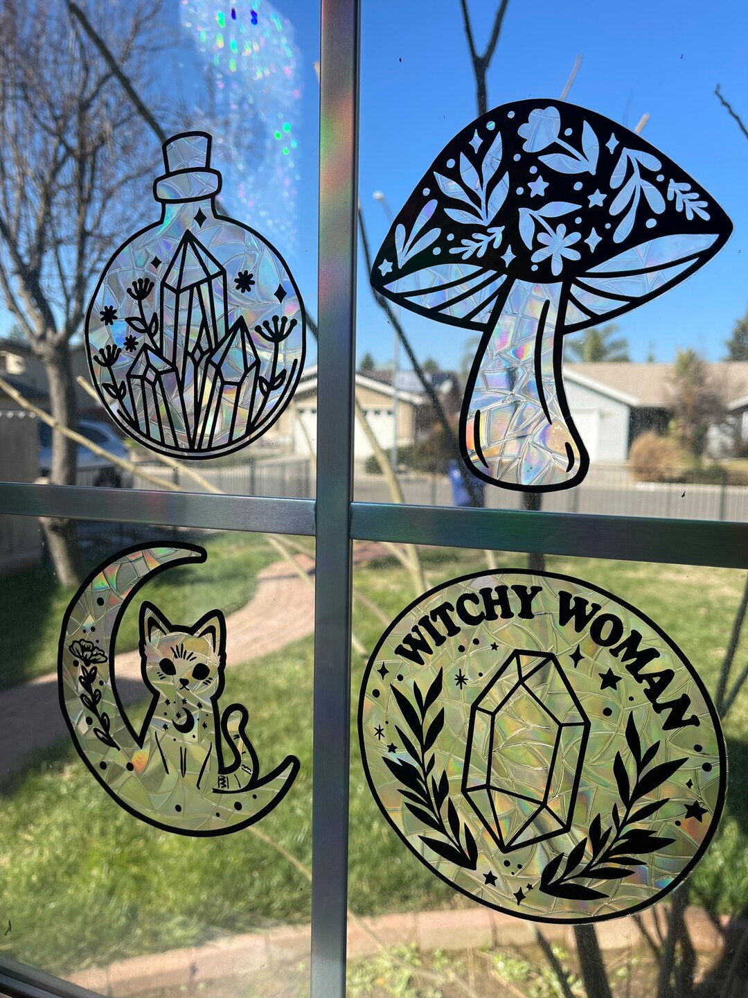 Witchy Window Clings Rainbow Window Clings - Etsy