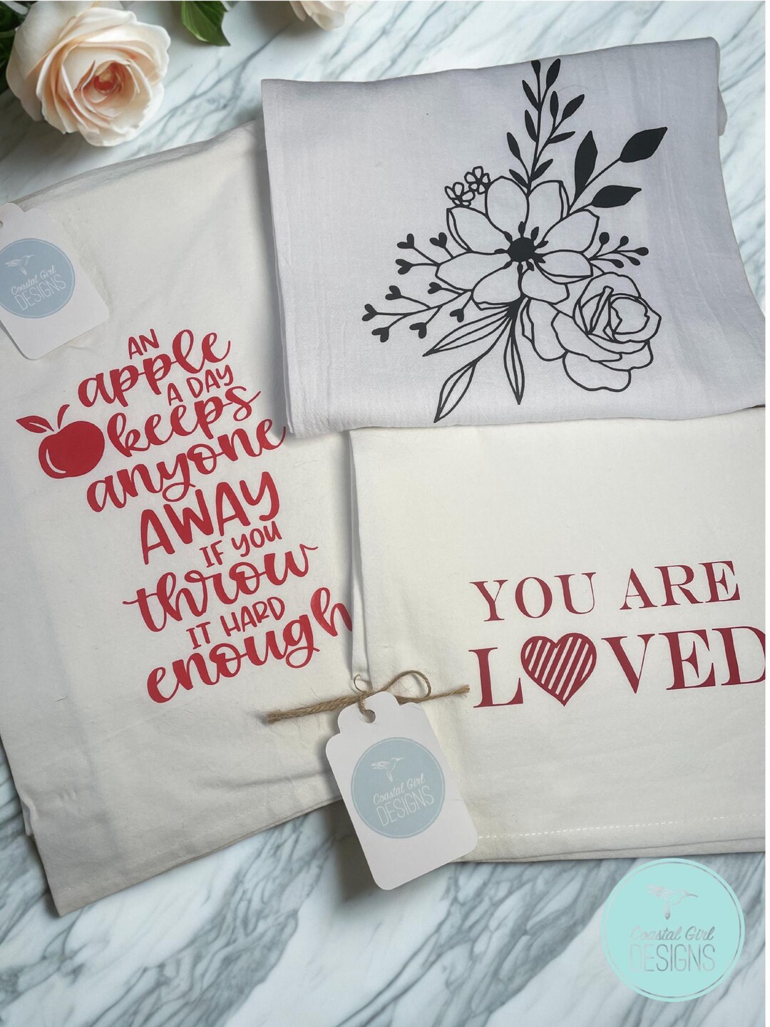 Fun Phrases Bundle Flour Sack Tea Towels Set of 3 Hand Made, in Stock ...