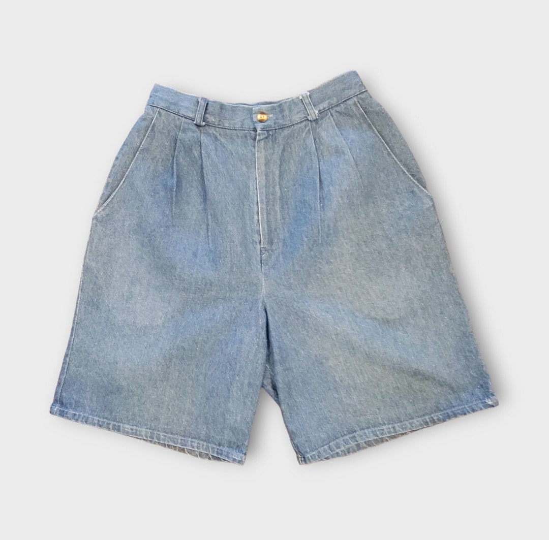 High Waisted Jean Shorts With Font Pleats Vintage Cotton Coastal Grandma Northern Isles Size