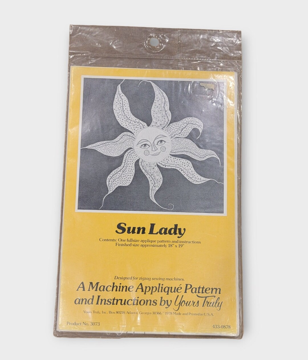 Sun Lady Applique Pattern, Vintage, Sewing, 1970's, Celestial, Crafts ...