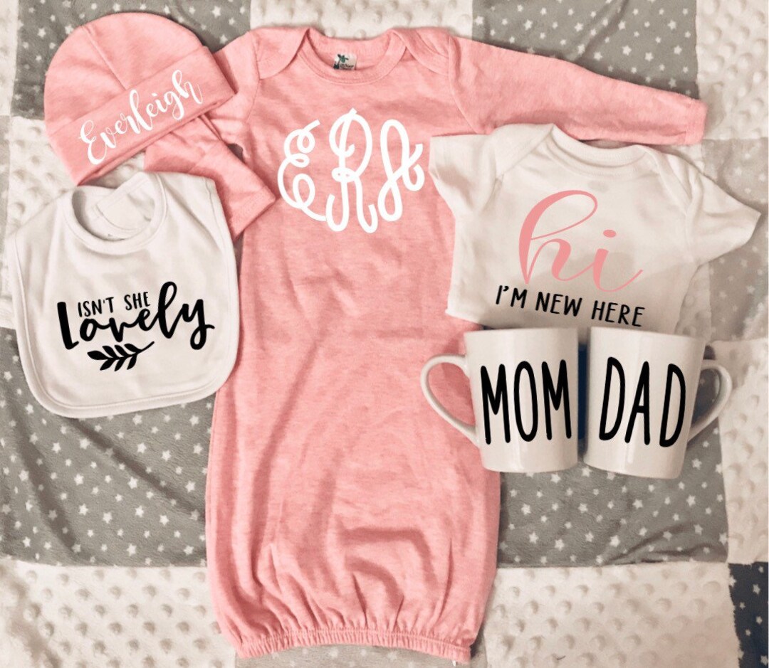 Welcome Baby Gift Box Personalized Outfit Take Home Gown New Parents ...