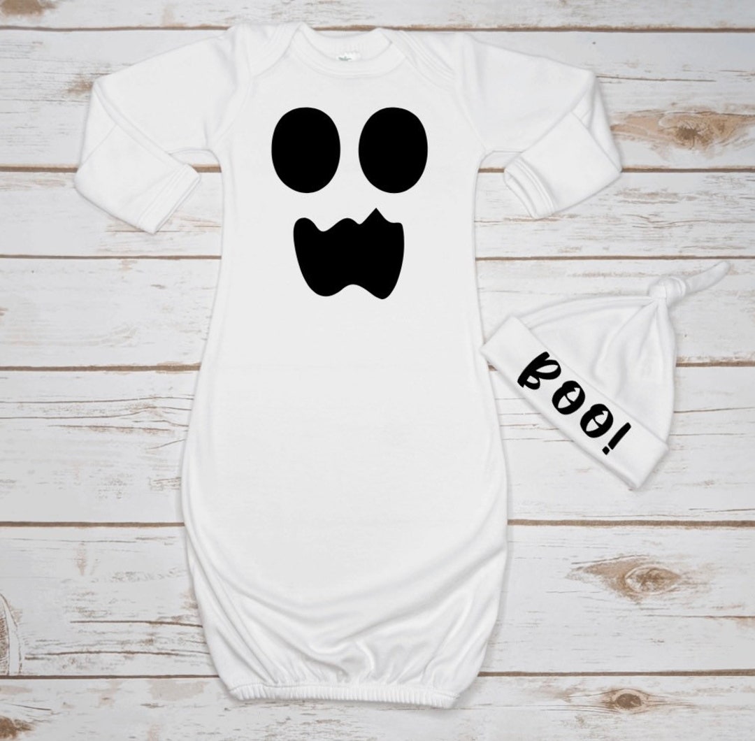 Baby Halloween Costume Ghost Infant Ghost Face Gown Beanie Halloween ...