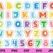 Colorful Number Alphabet English Letter Educational Learning Typography ...