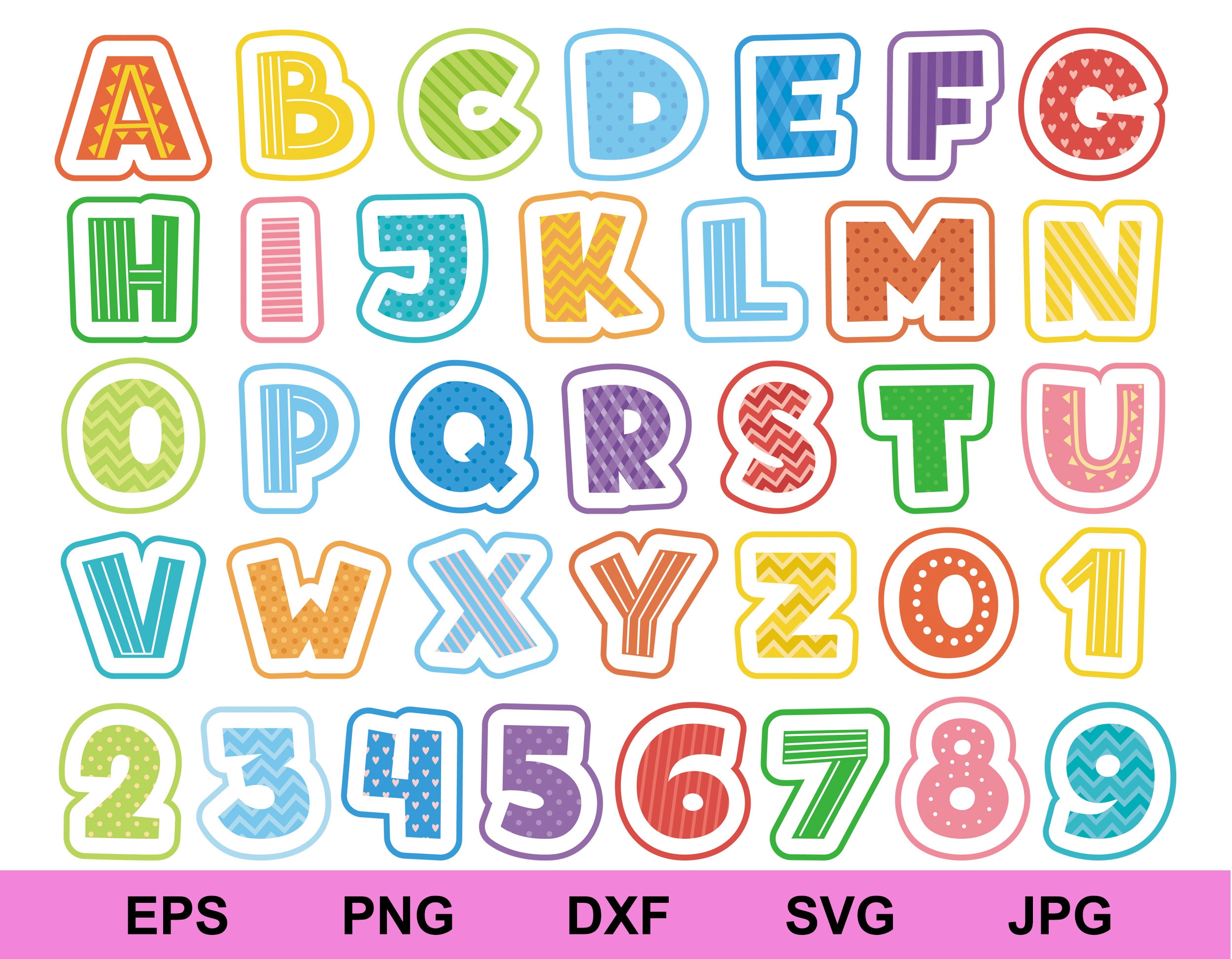 Colorful Number Alphabet English Letter Educational Learning - Etsy