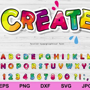 Colorful Alphabet English 26 Letter Educational Learning Typography ...