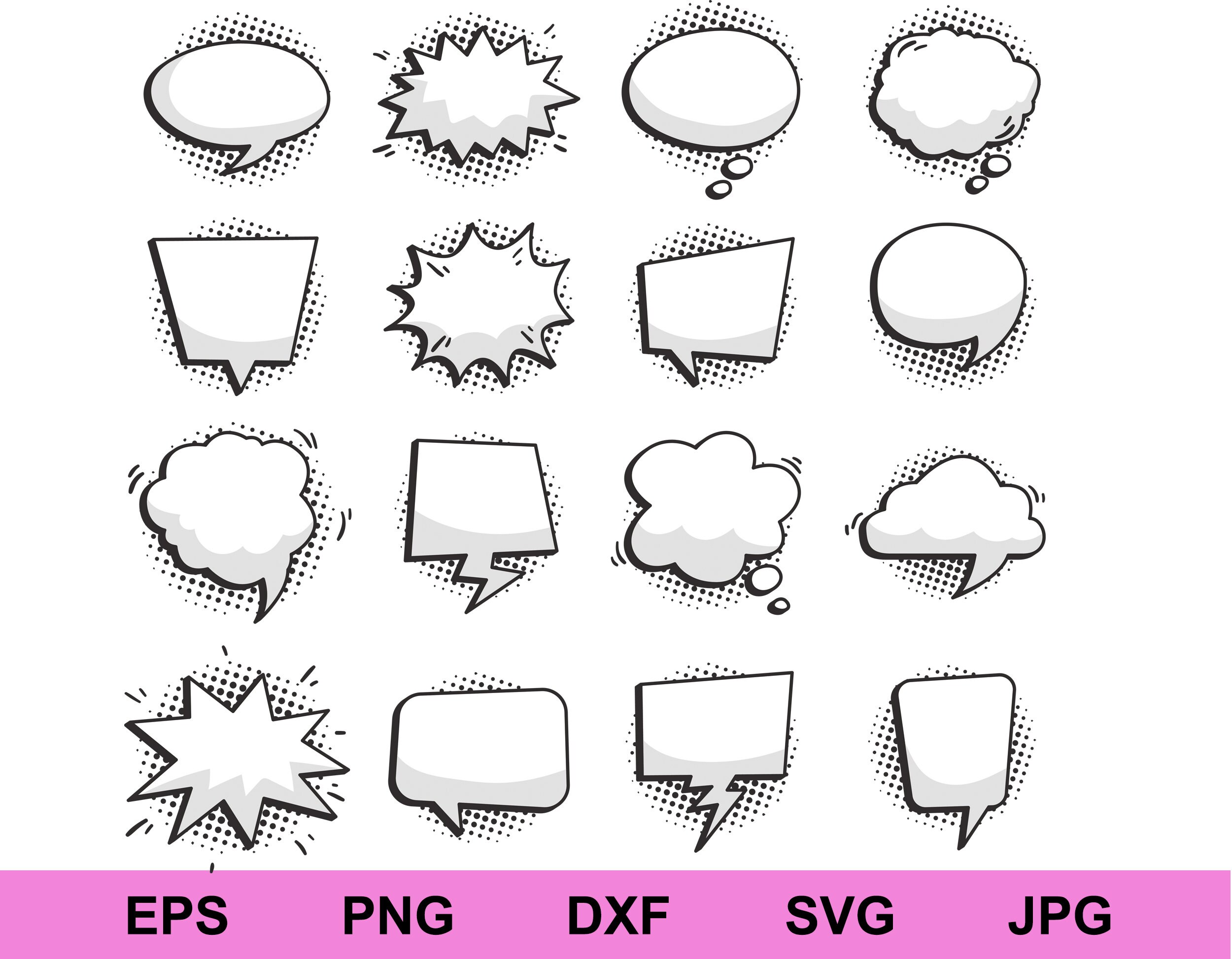 Comic Speech Bubbles Elements Bundles Svg Speech Bubble Svg - Etsy