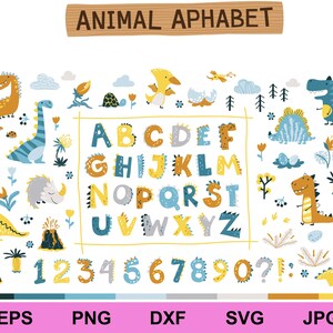 Colorful Cartoon Animals Number Alphabet English 26 Letter Educational ...