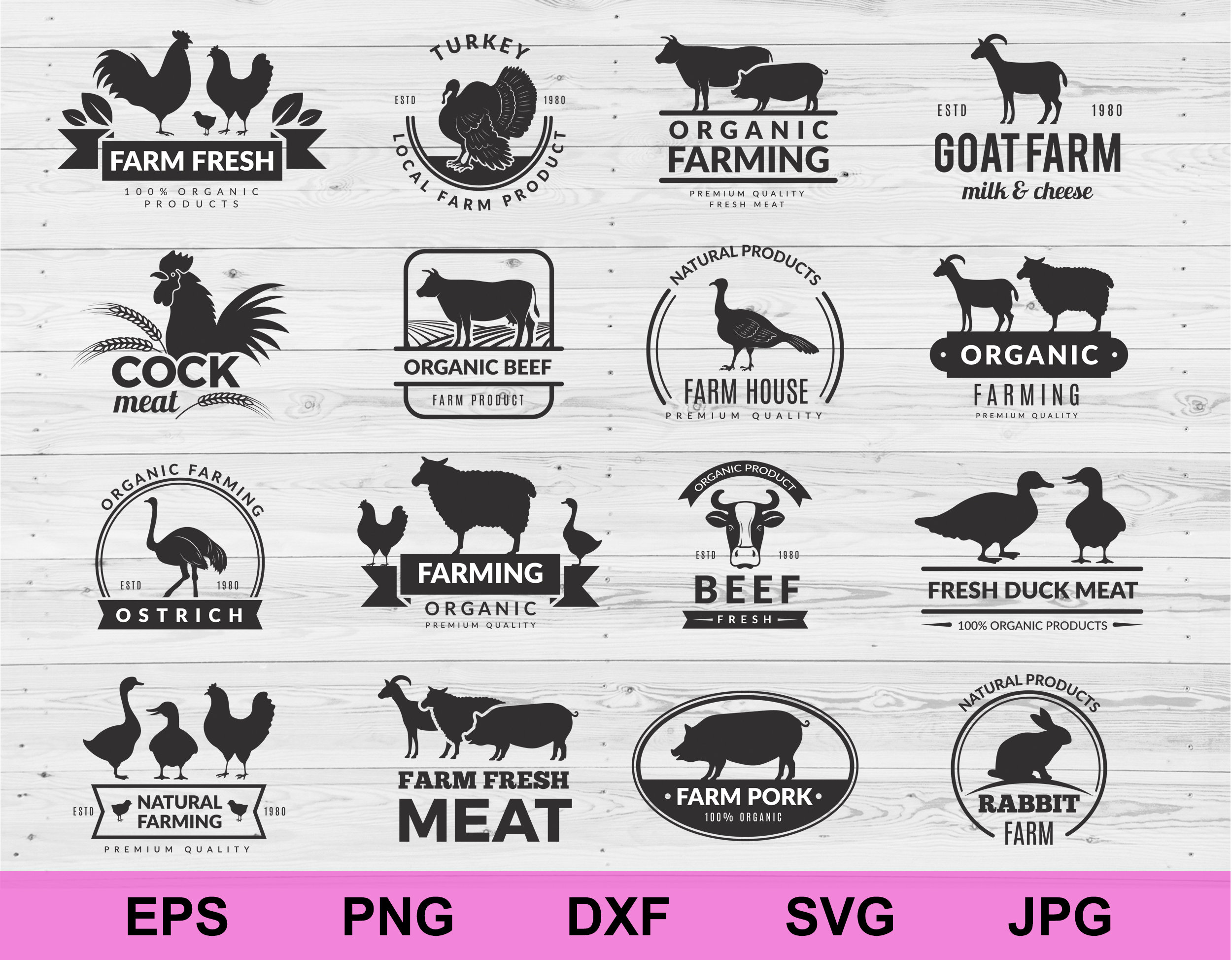 Farm house logo sign design elements bundle svg silhouette | Etsy