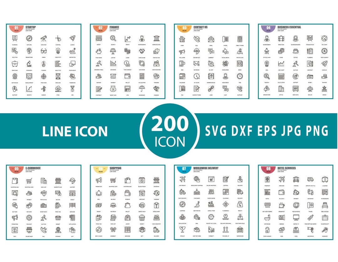 Line Icon Vector Design Svg for Startup, Finance, Contact, Business, E ...