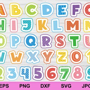 Colorful Number Alphabet English Letter Educational Learning Typography ...