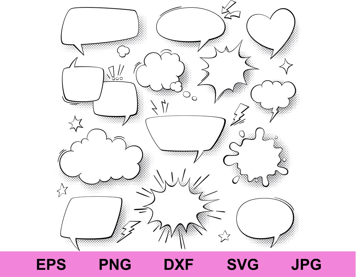 Comic Speech Bubbles Elements Bundles Svg Speech Bubble Svg - Etsy
