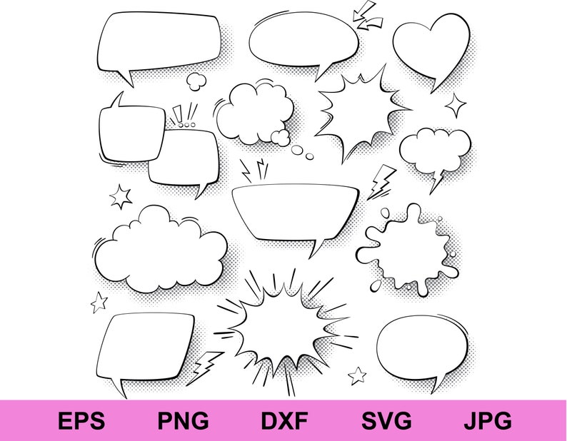 Comic Speech Bubbles Elements Bundles Svg Speech Bubble Svg - Etsy