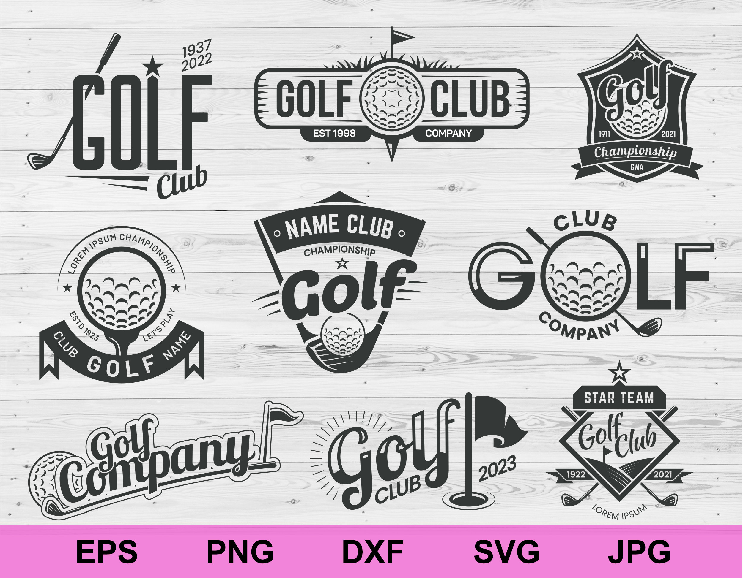 Golf club logo set of collection design elements bundle svg | Etsy