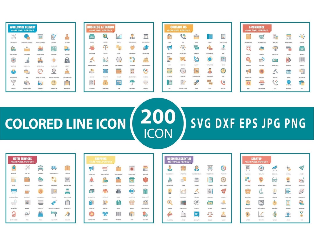 Colored Line Icon Vector Design Svg for Startup, Finance, Contact ...