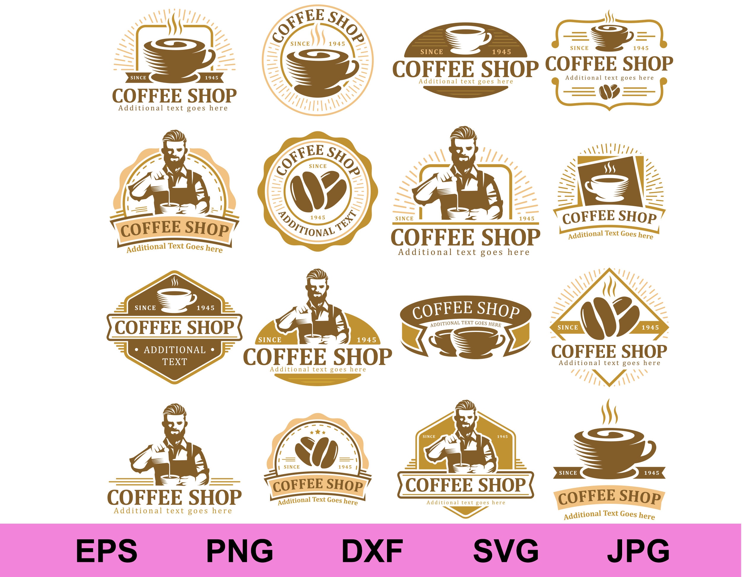Coffee logo set of collection design element bundle svg | Etsy
