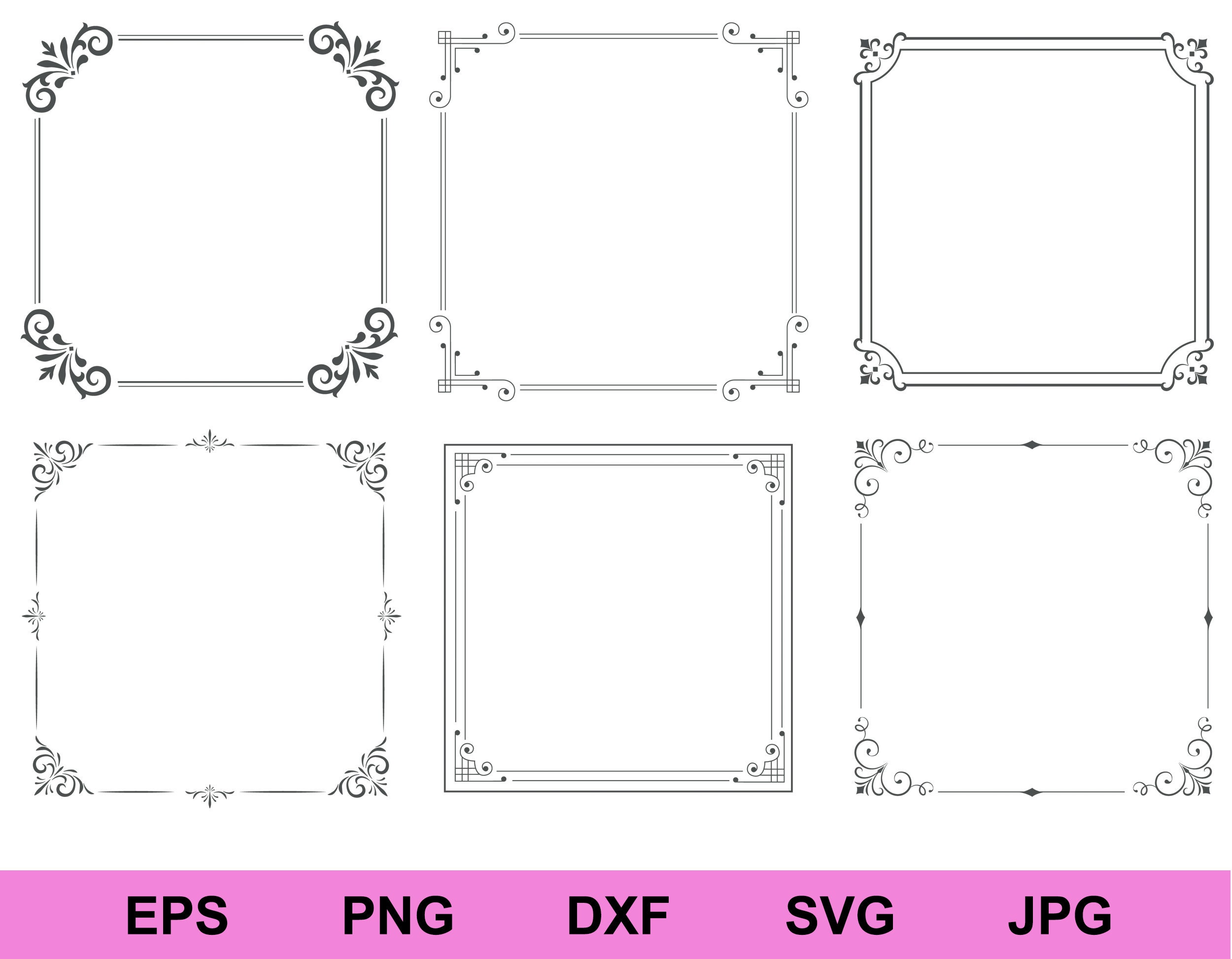 Marco de texto monograma europeo adornos vintage conjunto de | Etsy