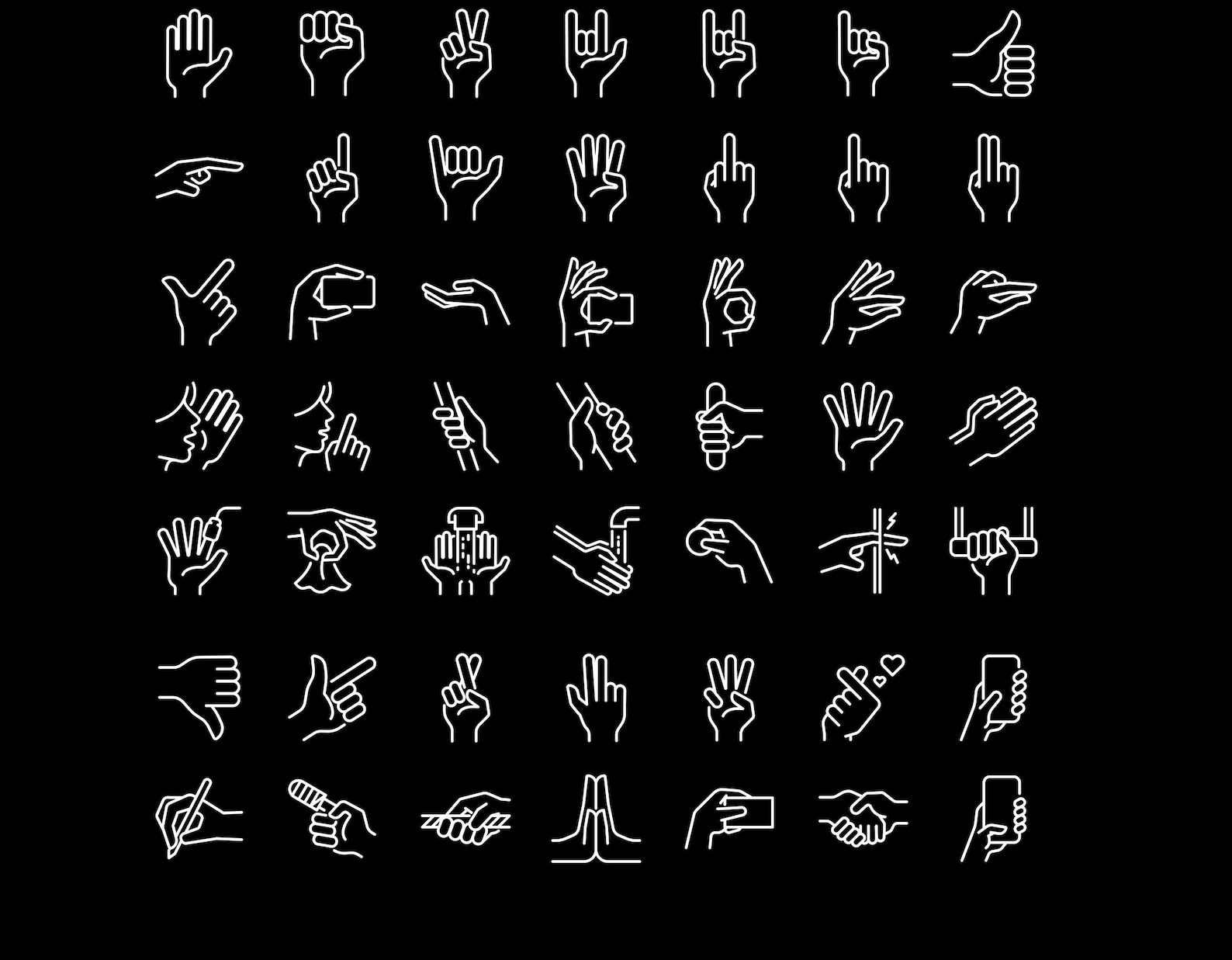 Hand Gestures Line Icon Set of Collection Design Elements - Etsy