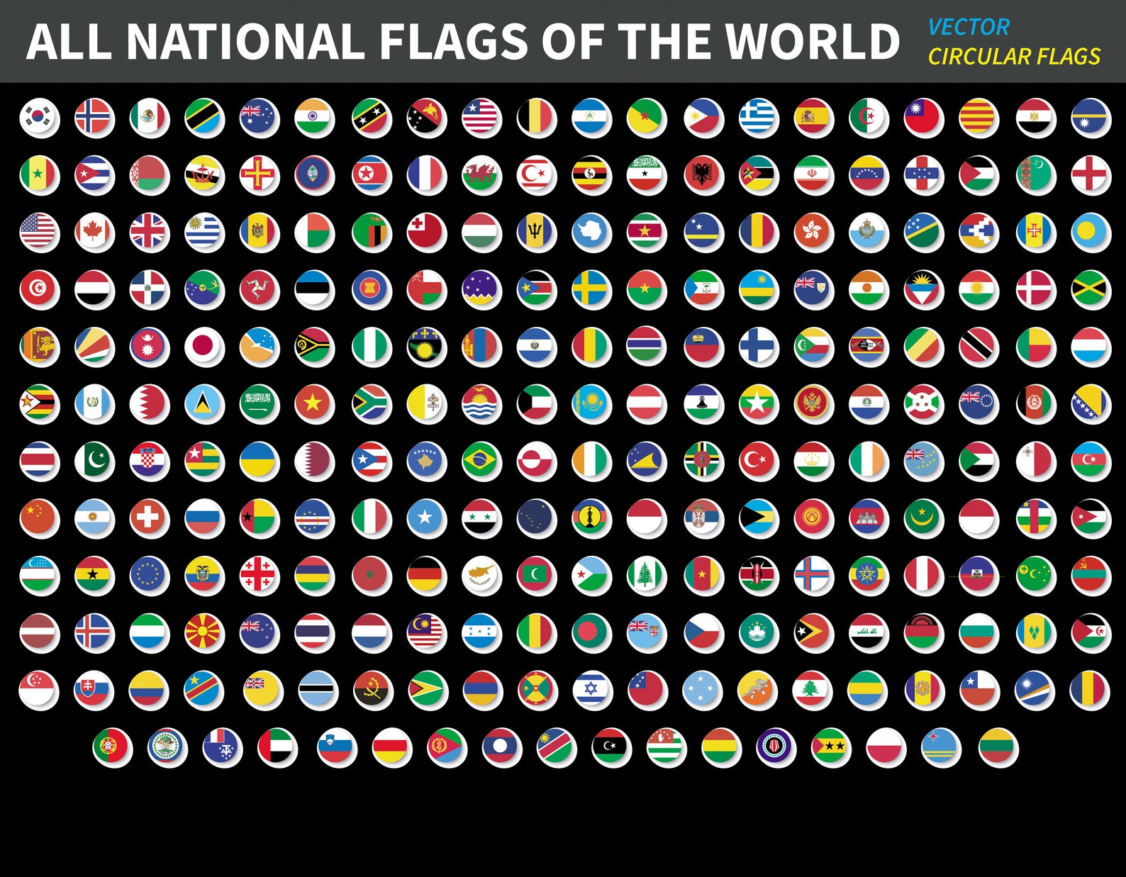 National Flags of the World Set of Collection Design Elements - Etsy