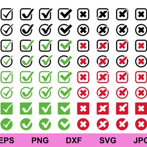 Check Marks With Crosses Icons Set of Collection Svg, True and False ...