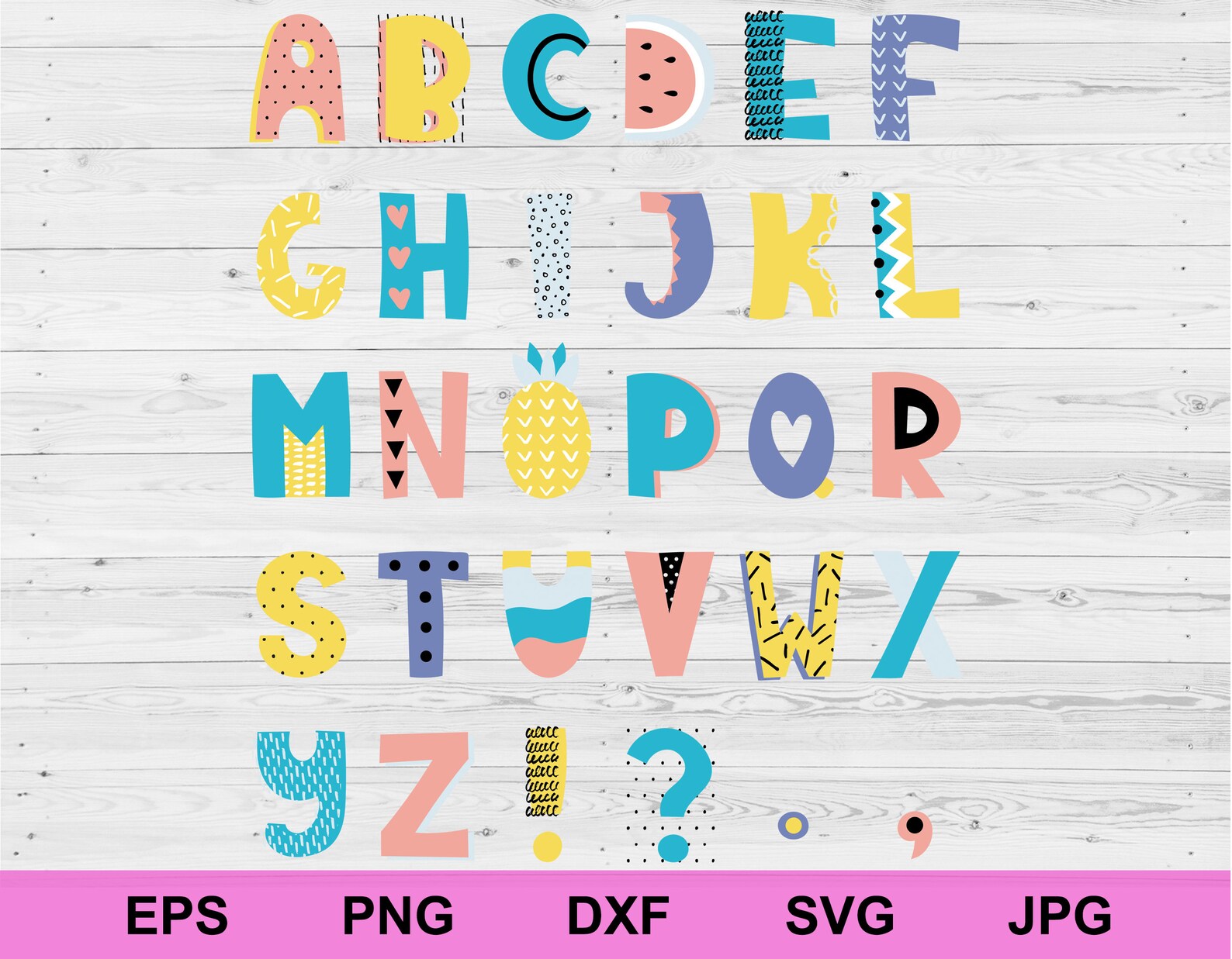 Colorful Symbol Alphabet English Letter Educational Learning | Etsy