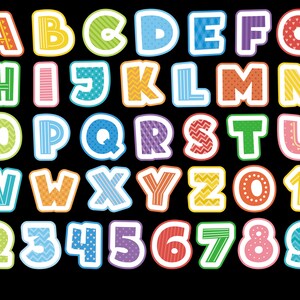 Colorful Number Alphabet English Letter Educational Learning Typography ...