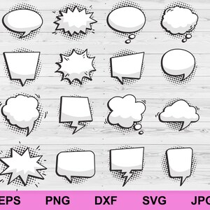 Comic Speech Bubbles Elements Bundles Svg, Speech Bubble Svg, Comic ...