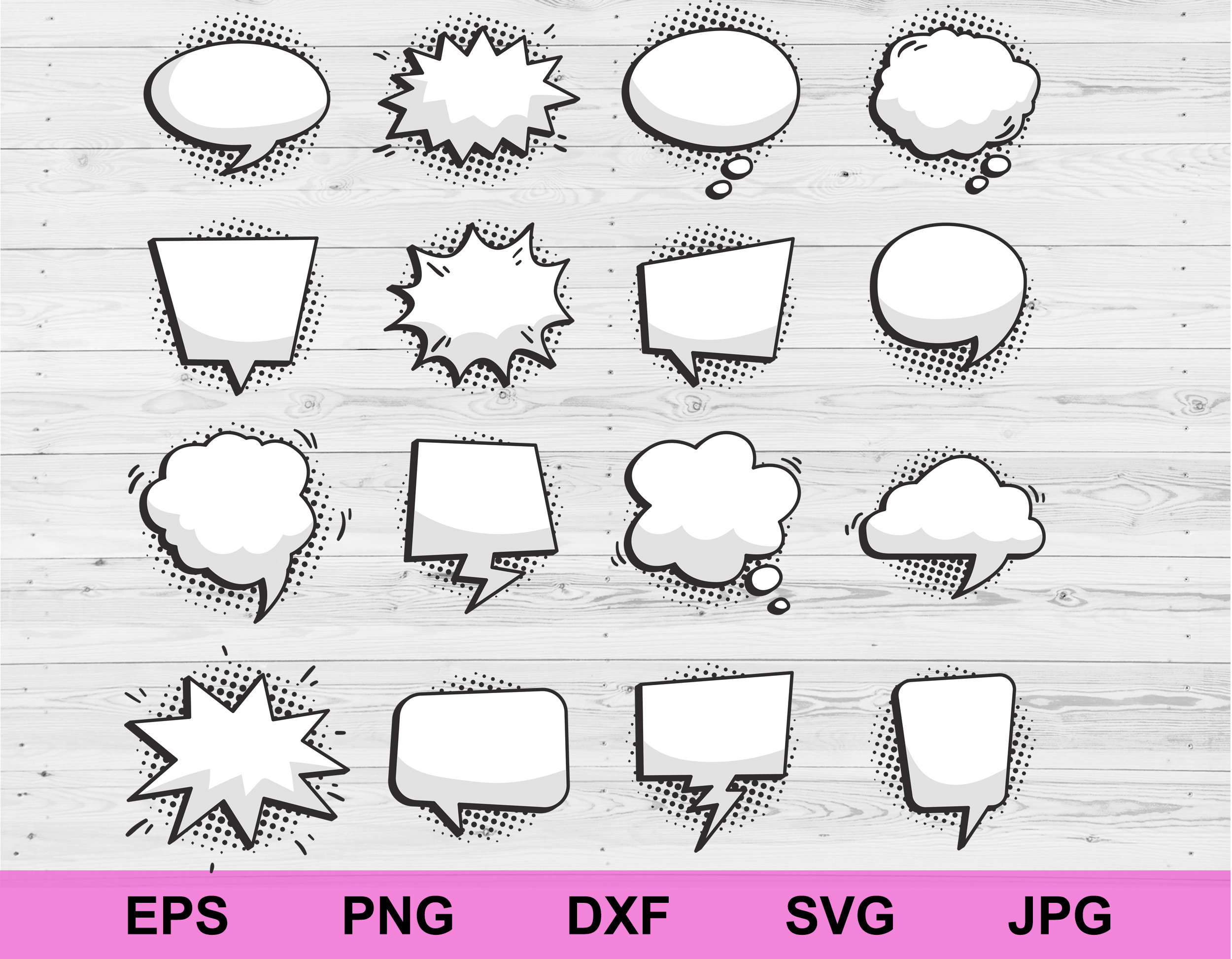 Comic Speech Bubbles Elements Bundles Svg Speech Bubble Svg - Etsy