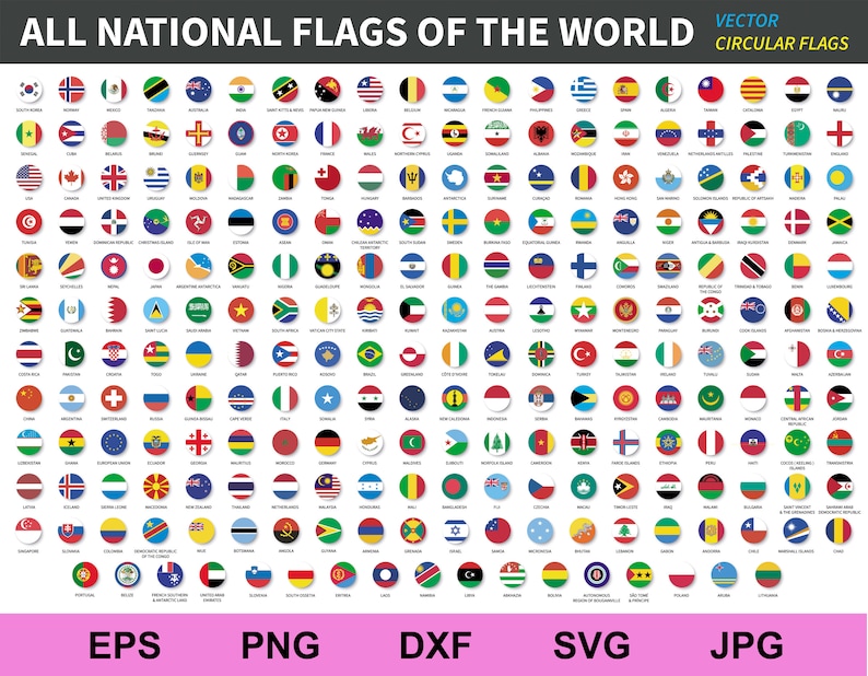 National Flags of the World Set of Collection Design Elements - Etsy