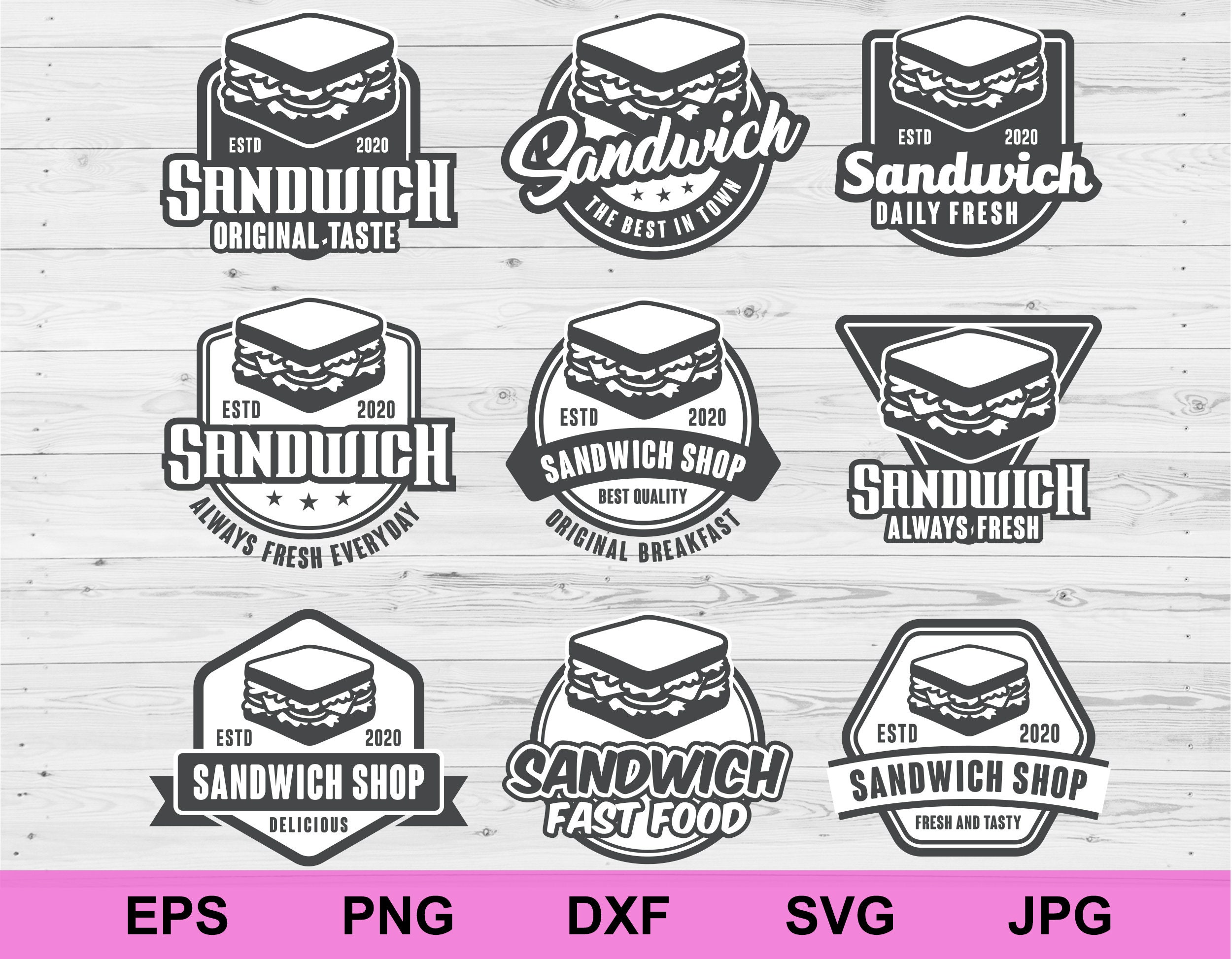 Sandwich food shop logo sets of collection design elements bundle svg ...