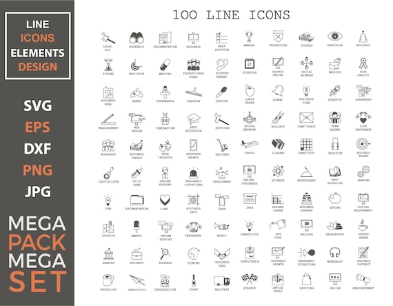 Line Icon Vector Elements Design Bundle Svg Common Icon | Etsy