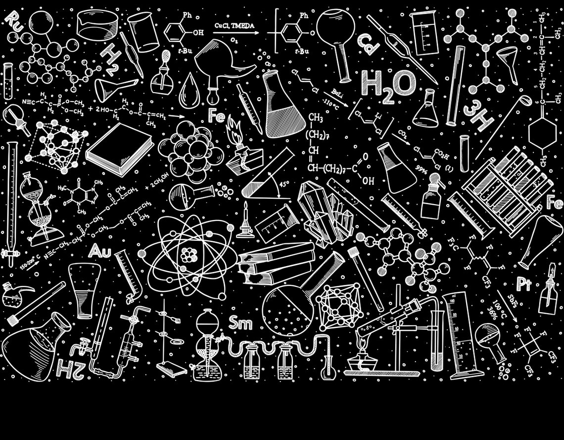 Hand Drawn Chemistry Doodle Design Background Set of - Etsy