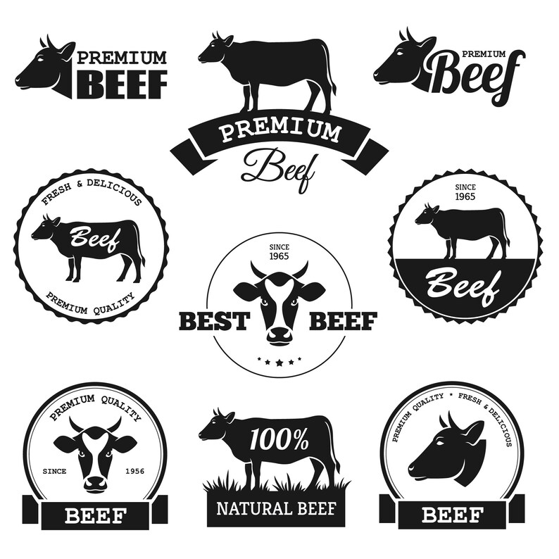 Farm Meat Elements Logo Icon SVG Bundle: Butcher BBQ Clipart (digital ...