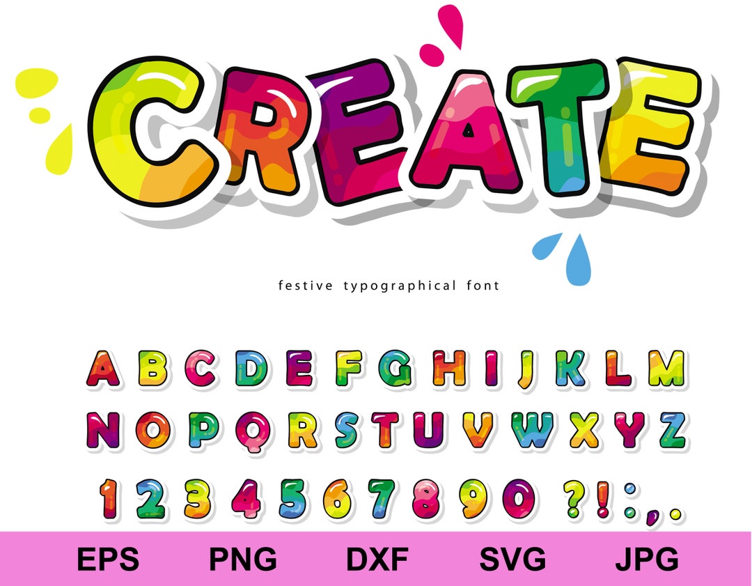 Colorful Alphabet English 26 Letter Educational Learning Typography ...