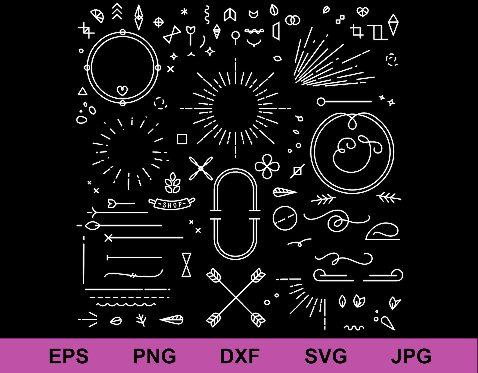 Silhouette Geometric Design Elements Ornaments Set of | Etsy