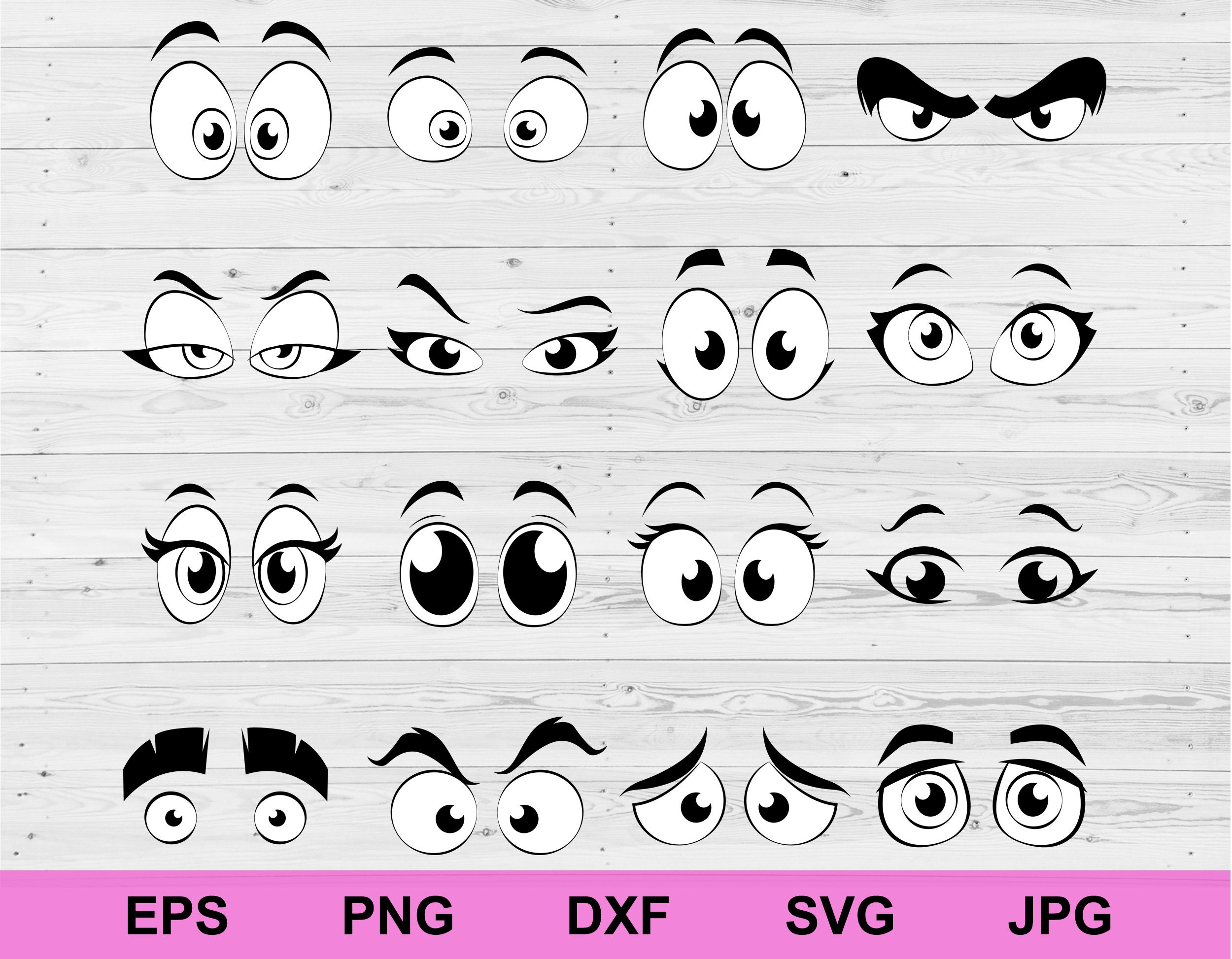 Cartoon eyes set of collection design bundle logo sign icon | Etsy