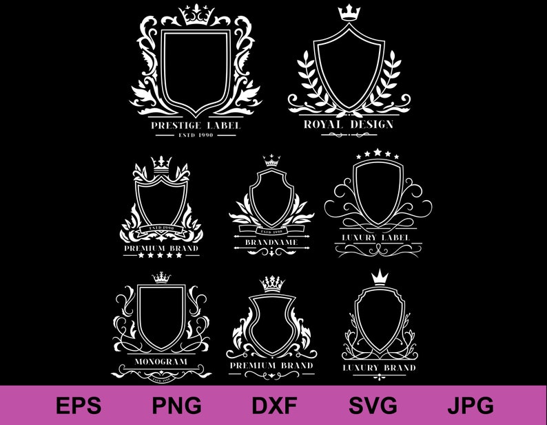 Royal Shield SVG Bundle, Vintage Emblem Frames (digital Download) - Etsy