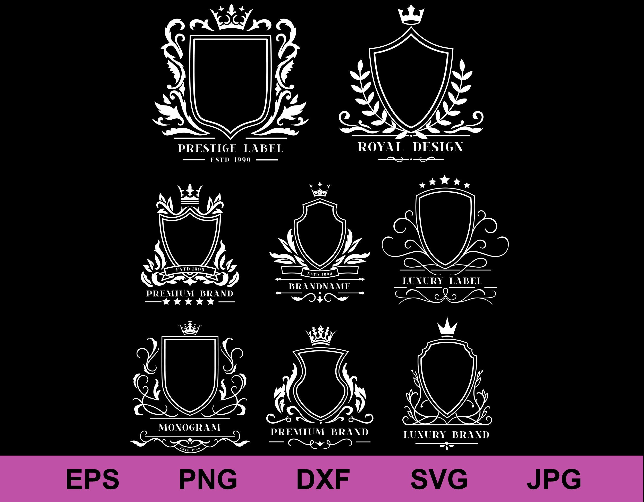 Royal Shields Badges Set Of Collection Bundle Design Svg Etsy