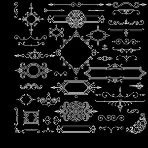 European Monogram Text Frame Vintage Ornaments Set of Collection ...