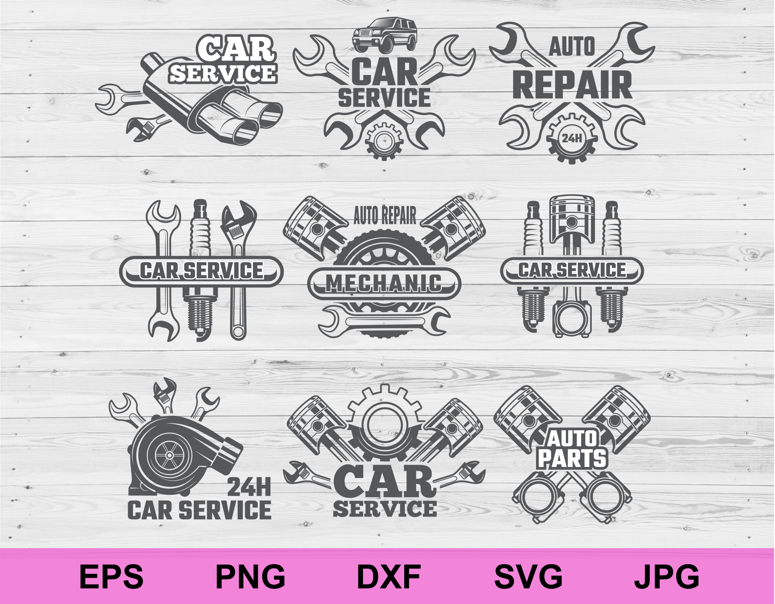 Auto parts repair car service logo sign set of collection | Etsy